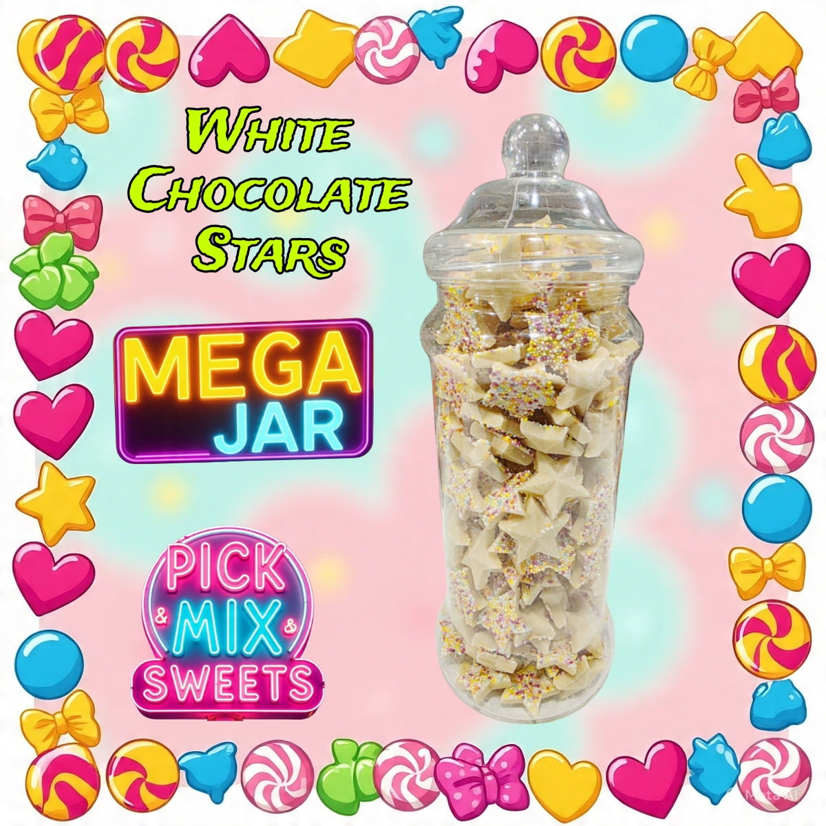 White Chocolate Stars Mega Jar 1.3kg – Joe's Sweetie Barn